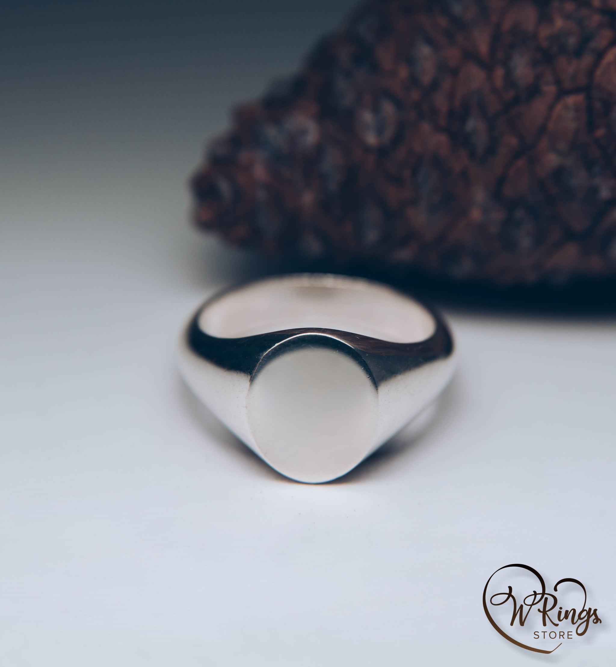 Blank Oxford Oval Pinky Signet Ring in Sterling Silver