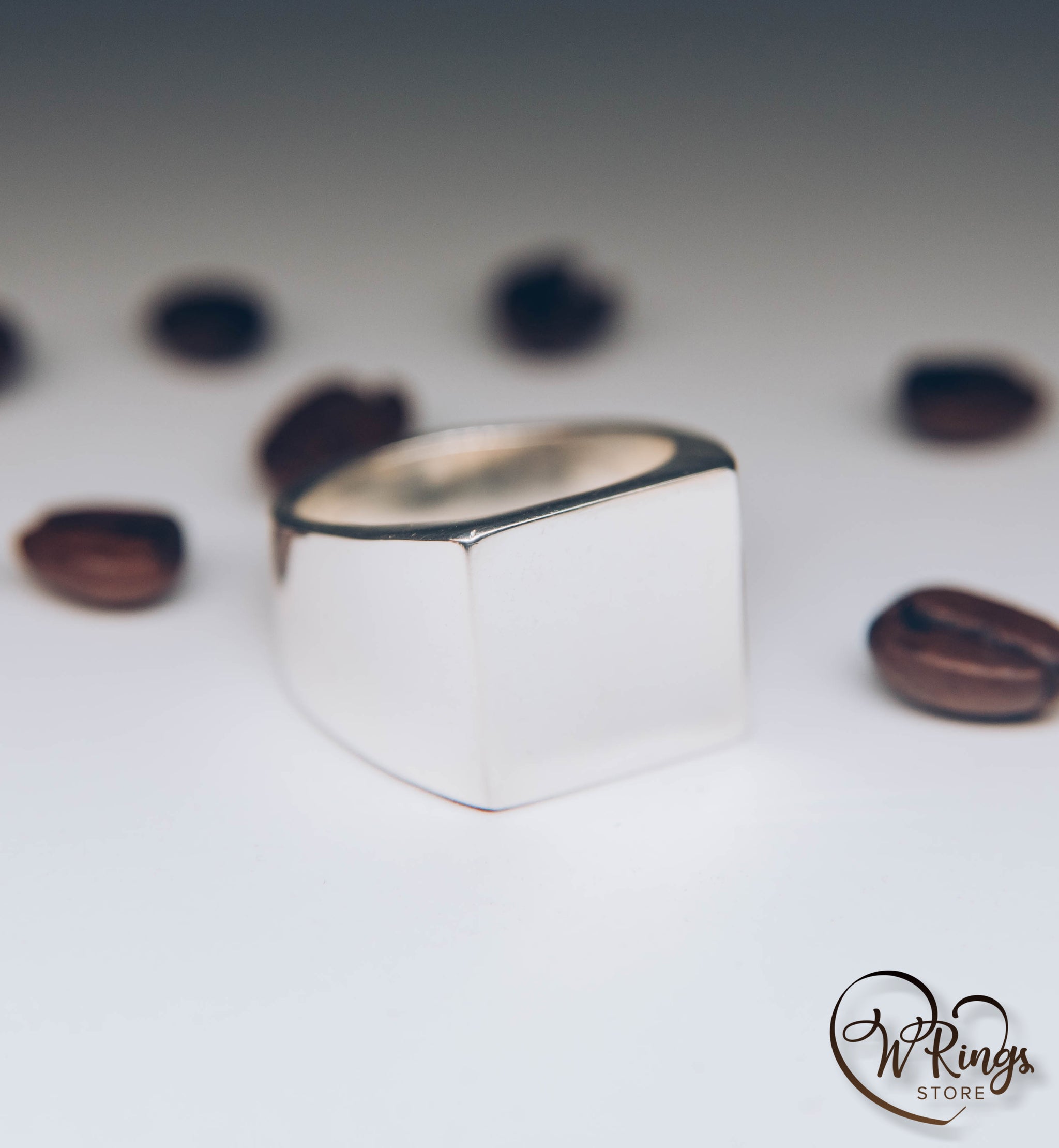 Chunky Blank Mens Square Signet Ring in Sterling Silver