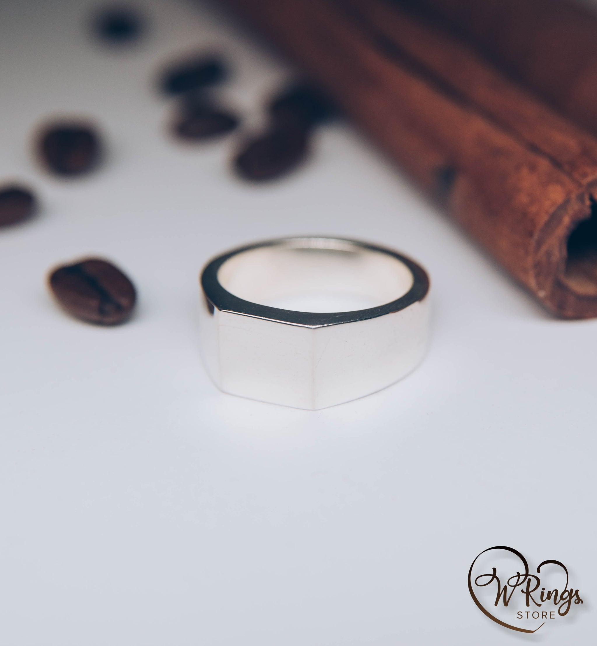 Petite Blank Square Signet Ring in Sterling Silver